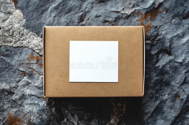 Box with Blank Label on Textured Stone Stock Image - Image of ...