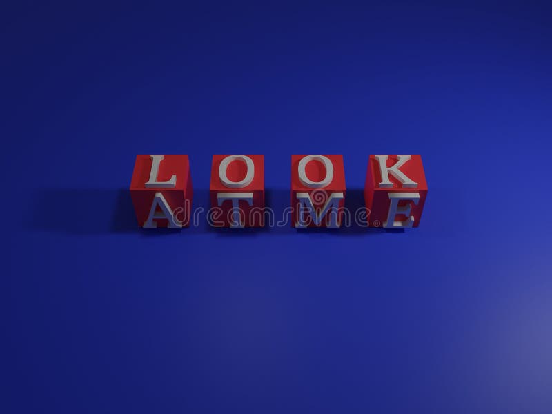 Box on Blue Background with Look at Me Text Message Stock Image - Image ...