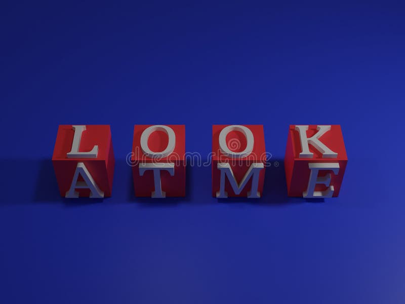 Box on Blue Background with Look at Me Text Message Stock Image - Image ...