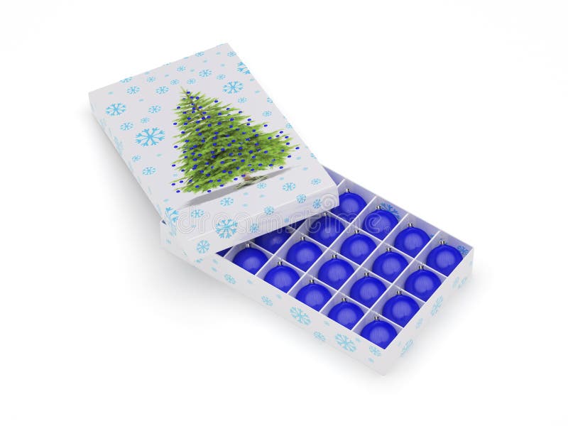 Box with Blue Ornamental Balls Stock Illustration - Illustration of ...
