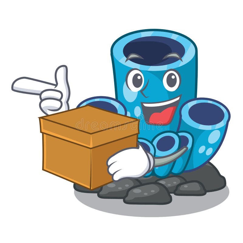 With Box Blue Sponge Coral in Character Aquarium Stock Vector ...