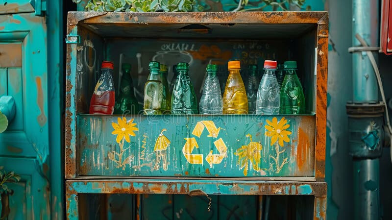 Box with Bottles for Return for Plastic and Glass Recycling. Throwing ...