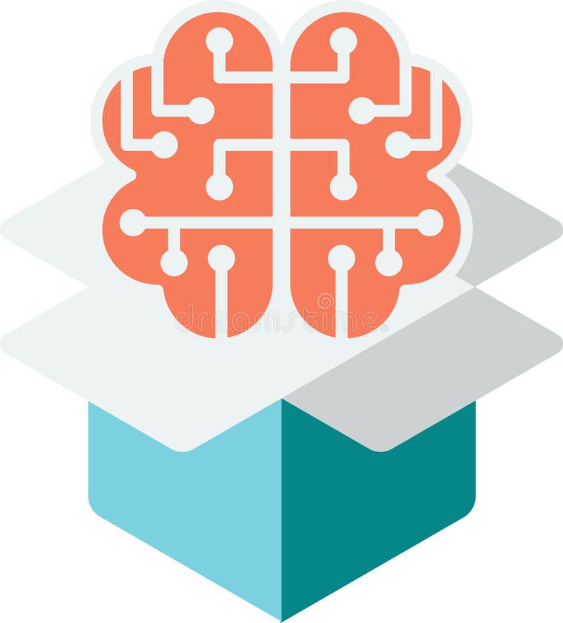 Box and Brain Illustration in Minimal Style Stock Vector - Illustration ...