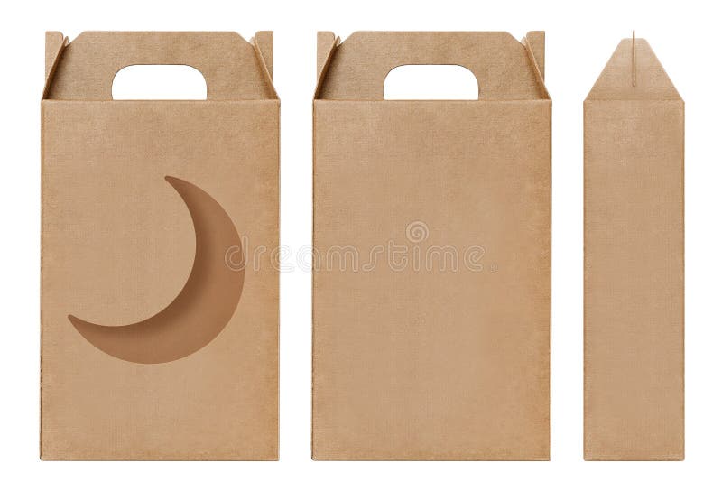 Box Brown Window Crescent Moon Shape Cut Out Packaging Template, Empty ...