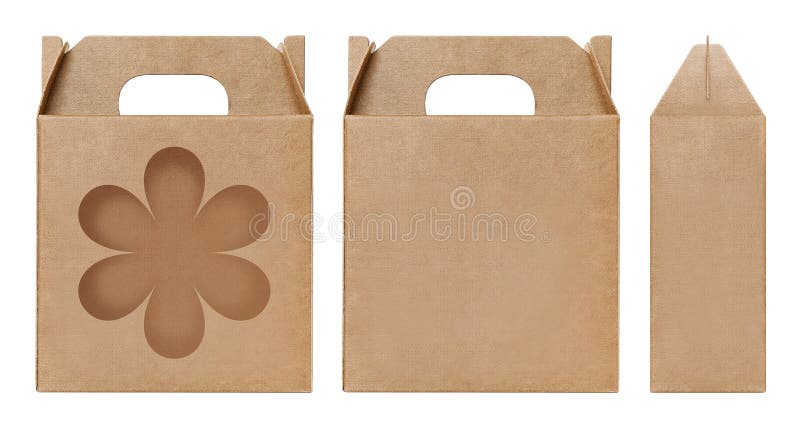 Brown Box Window Shape Cut Out Packaging Template, Empty Box Cardboard ...