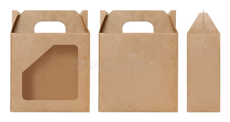 Brown Box Window Shape Cut Out Packaging Template, Empty Box Cardboard ...
