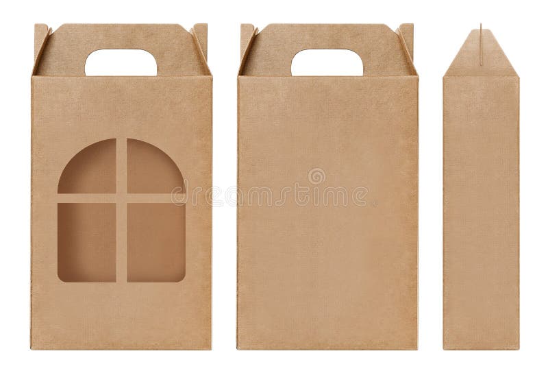 Box Brown Window Shape Cut Out Packaging Template, Empty Kraft Box ...
