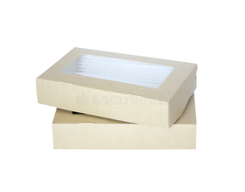 Box Brown Window Square Shape Cut Out Packaging Template, Empty Kraft ...