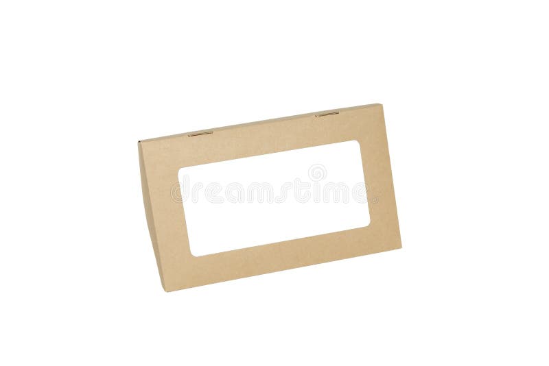 Box Brown Window Square Shape Cut Out Packaging Template, Empty Kraft ...