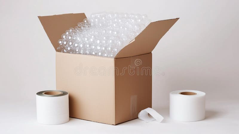 A Box with Bubble Wrap Inside of it Stock Illustration - Illustration ...