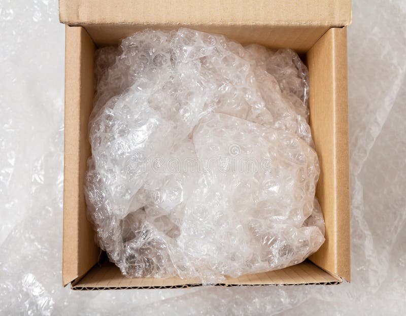 Box and bubble wrap stock image. Image of breakdown - 181881589