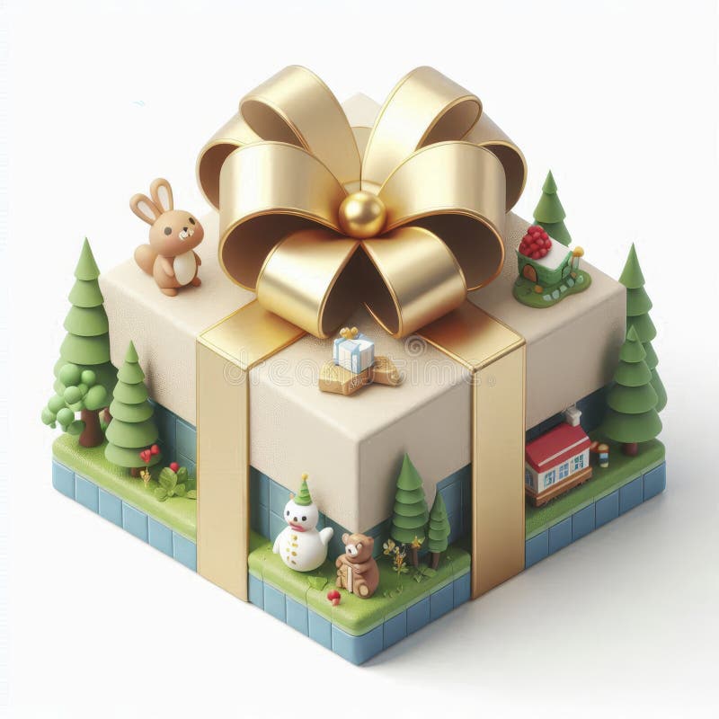 A Box with a Bunny and a Bow on it Stock Illustration - Illustration of ...