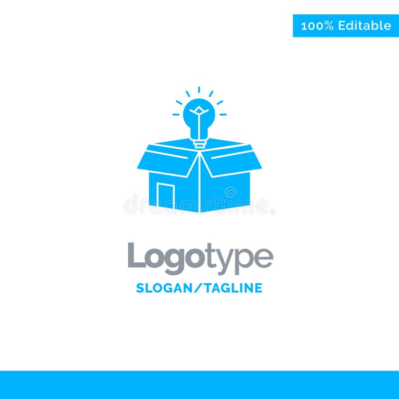 Box, Business, Idea, Solution, Bulb Blue Solid Logo Template. Place for ...