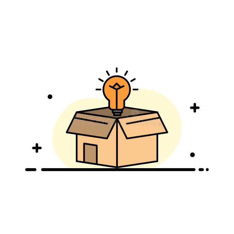 Box, Business, Idea, Solution, Bulb Business Flat Line Filled Icon ...