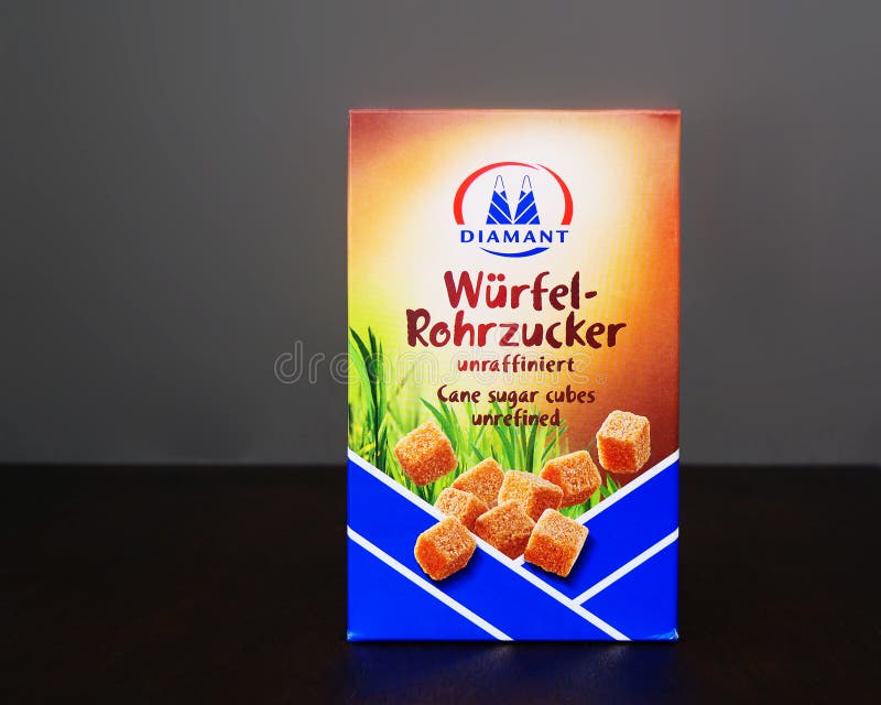Box of Cane Sugar Cubes - Foreign Text: Cane Sugar Cubes Unrefined ...