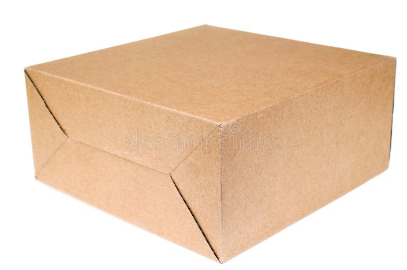 Closed Thin Cardboard Box on White Stock Photo - Image of carton, post ...