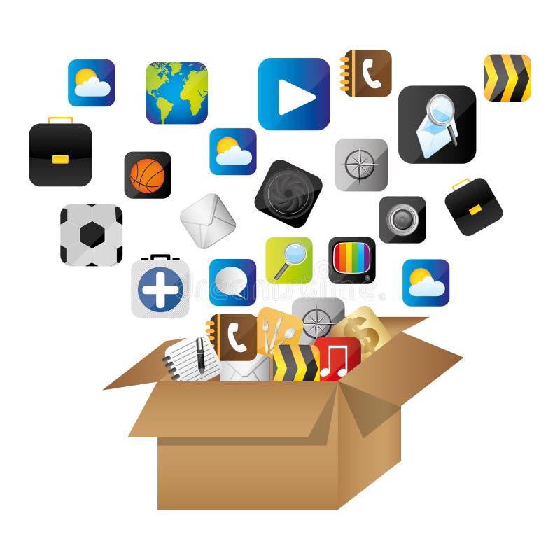 Box of Cardboard Opened with Global Communicate Elements Stock ...