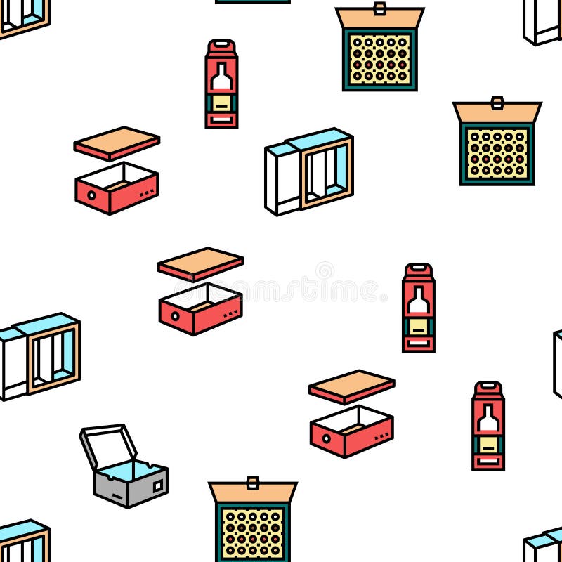 Box Carton Container Vector Seamless Pattern Stock Illustration ...