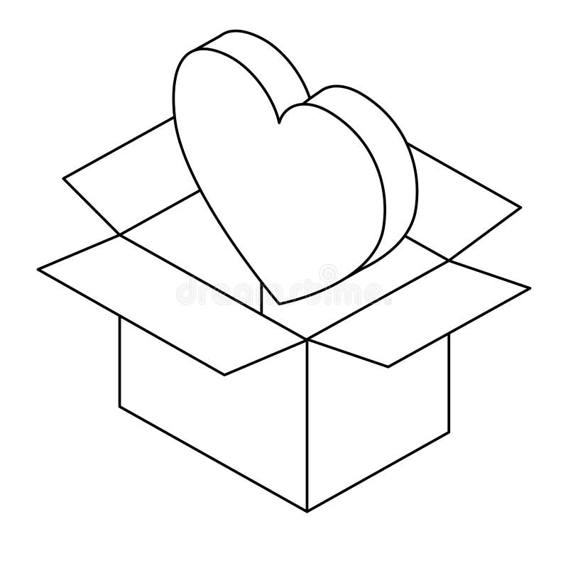 Carton Box with a Heart on only You Stock Vector - Illustration of ...
