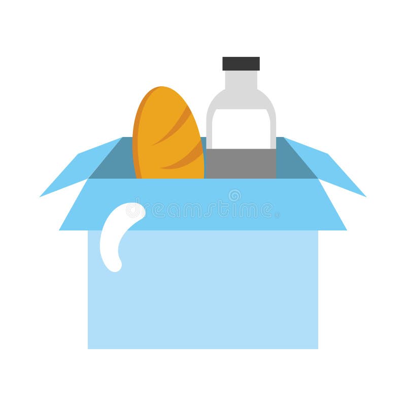 Box Carton Packing with Bread and Bottle Stock Vector - Illustration of ...