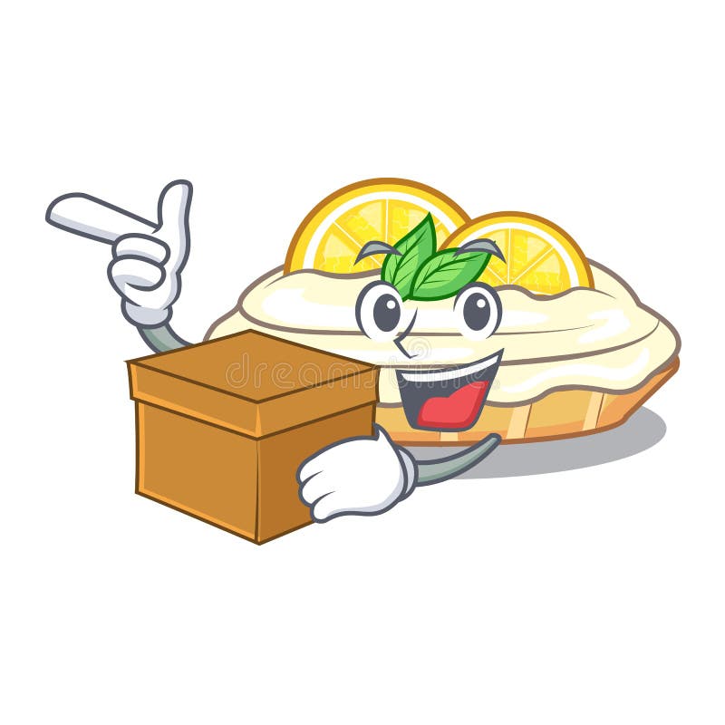 With Box Cartoon Lemon Cake with Lemon Slice Stock Vector ...