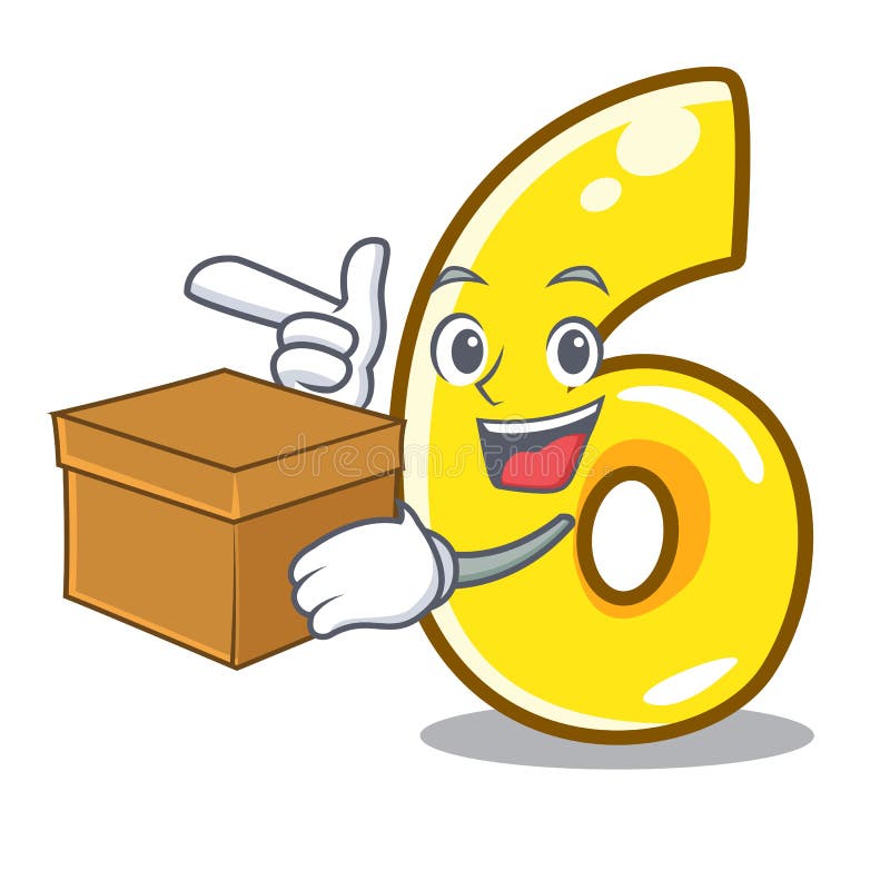 With Box Cartoon Number Six on the Road Stock Vector - Illustration of ...