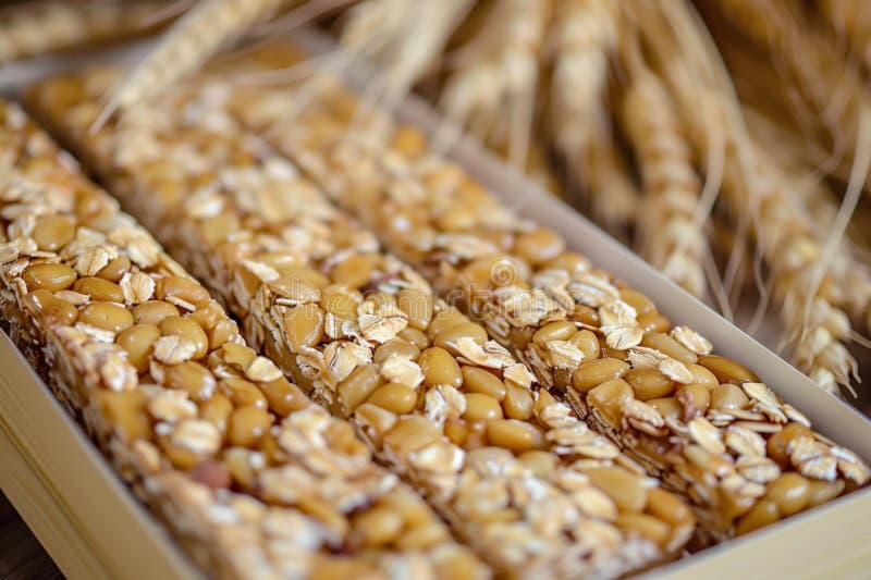 Box of Cereal Bars, Oats and Wheat Ingredients Visible Stock Photo ...