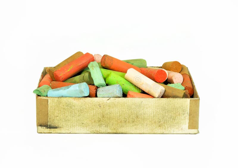 Box of chalks stock photo. Image of color, paper, drawing - 25664392