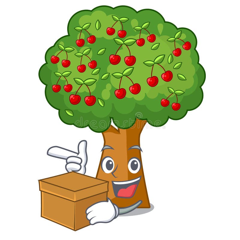 With Box Cherry Tree Isolated in the Mascot Stock Vector - Illustration ...