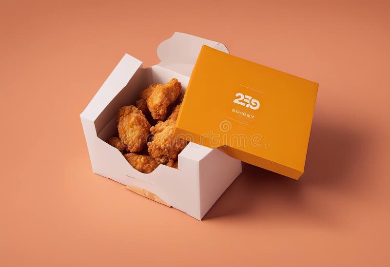 Box Chicken Yellow Background Fried Packaging Box Orange Boasted Stock ...