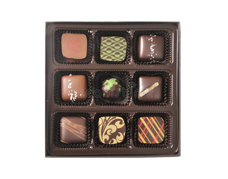 Assortment of Fine Chocolate Candies, White, Dark and Milk Chocolate in ...