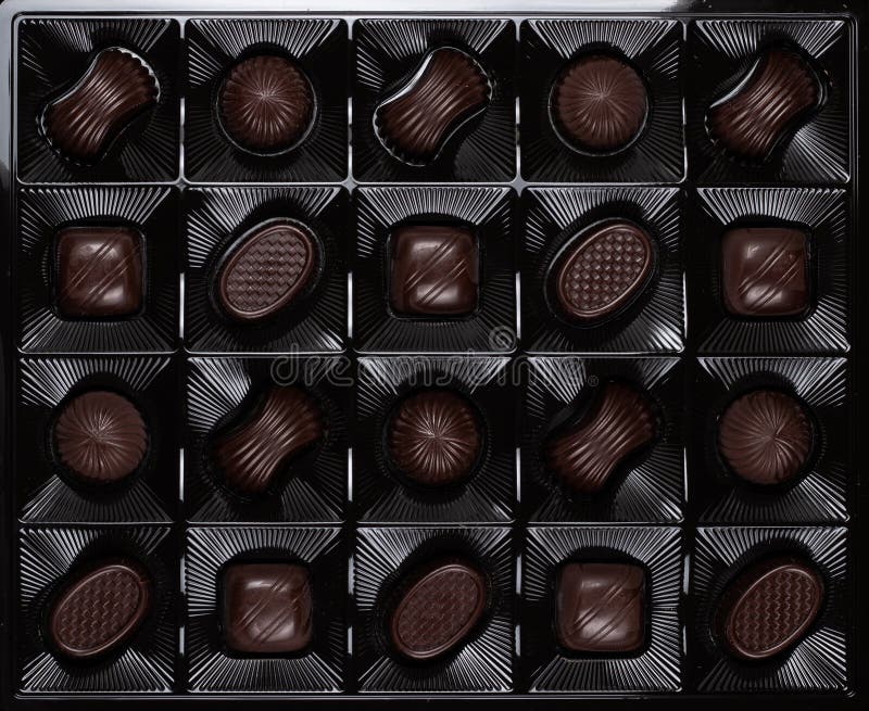 Box with Chocolate Candies Rows Stock Photo - Image of sugar, milk ...
