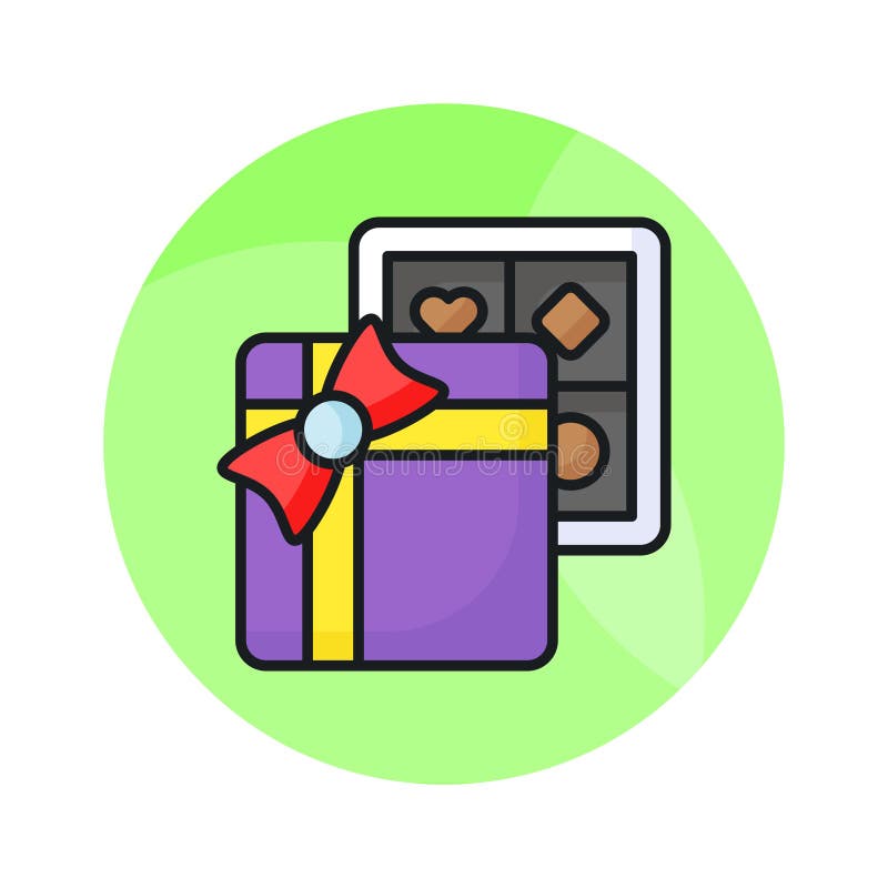 Box of Chocolate with Ribbon Bow, Flat Vector of Chocolate Gift Stock ...