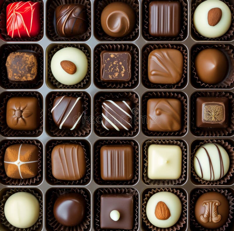 A Box with Chocolates Arranged in a Single Row, Mind-bending Patterns ...