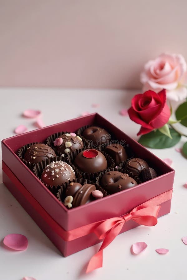 A Box of Chocolates Next To a Single, Perfect Rose, Occasion, Special ...
