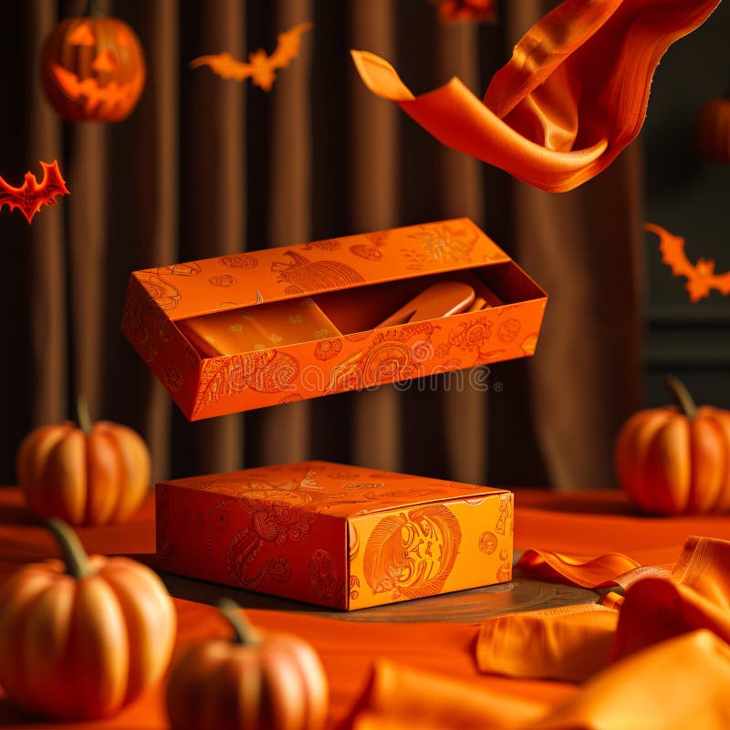 A Box of Chocolates Sitting on Top of a Table Covered in Orange Cloth ...