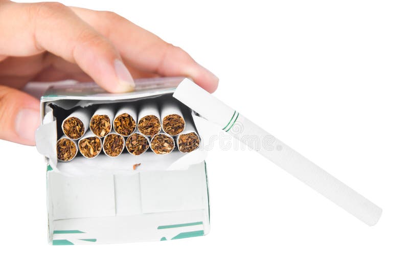 Box of Cigarettes and Man Hand Stock Photo - Image of injury ...