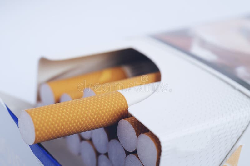 Box of cigarettes. stock image. Image of poisonous, burn - 156570073