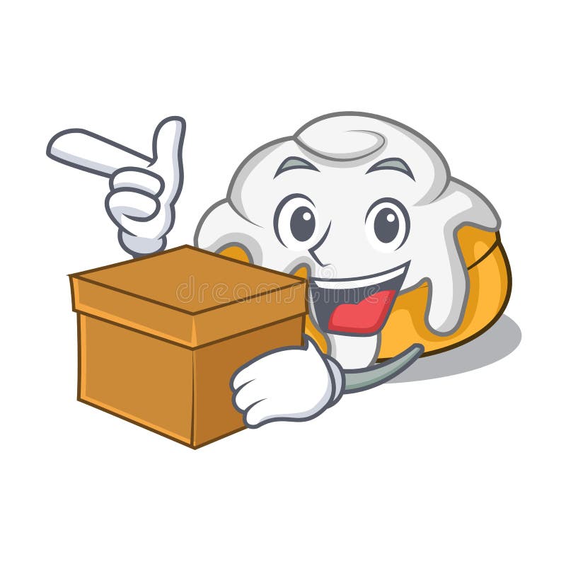 With Box Cinnamon Roll Character Cartoon Stock Vector - Illustration of ...