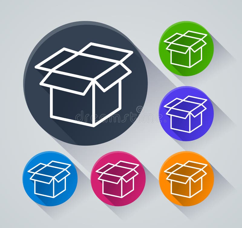 Box Circle Icons with Shadow Stock Vector - Illustration of vector ...