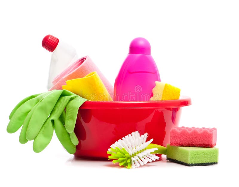 Full Box of Cleaning Supplies Stock Photo - Image of brush, disinfect ...
