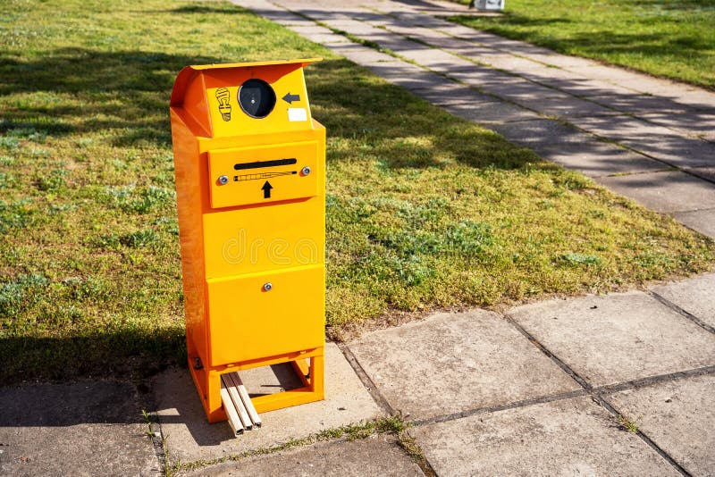 A Box for Collecting and Disposing of Spent Lamps Stock Photo - Image ...