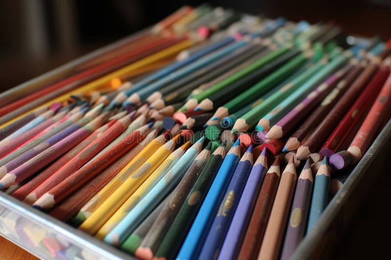 Box of Colored Pencils, Ready To Be Used for Art Projects Stock ...