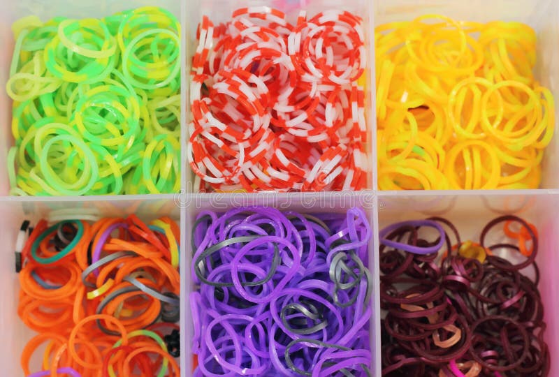 Box with Colored Rubber Bands Stock Photo - Image of handmade, round ...