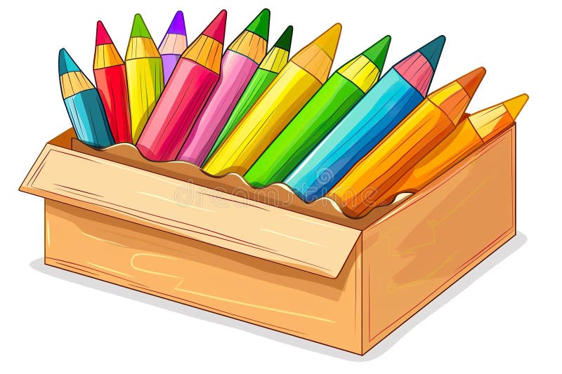 Box of Colorful Crayons stock illustration. Illustration of design ...