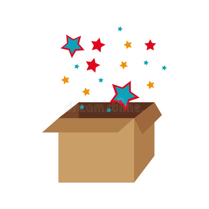 Box with Colors Stars Decorative Icon Stock Vector - Illustration of ...