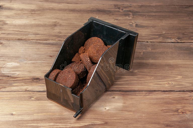 Box with Compressed Coffee Grounds from the Automatic Coffee Maker ...
