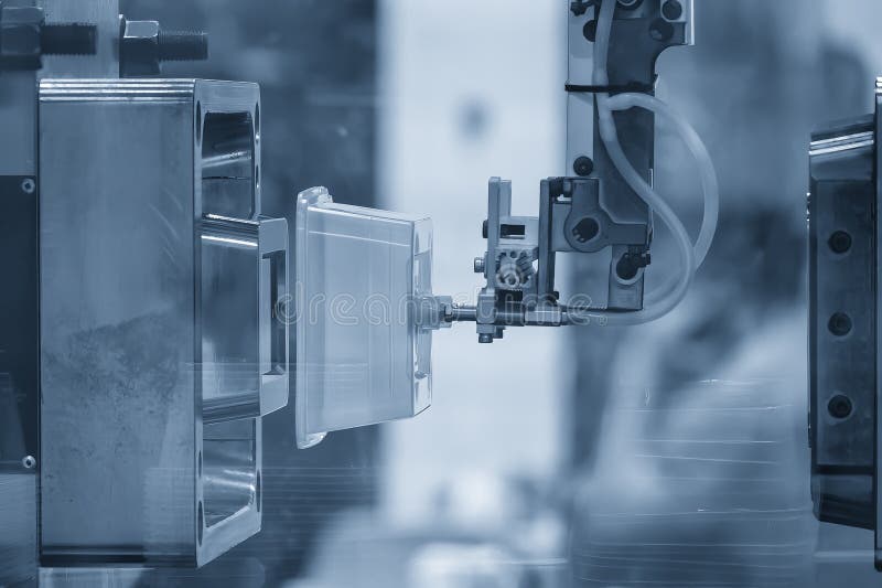 The Box Container Part Gripping by Vacuum Robotic System from Injection ...