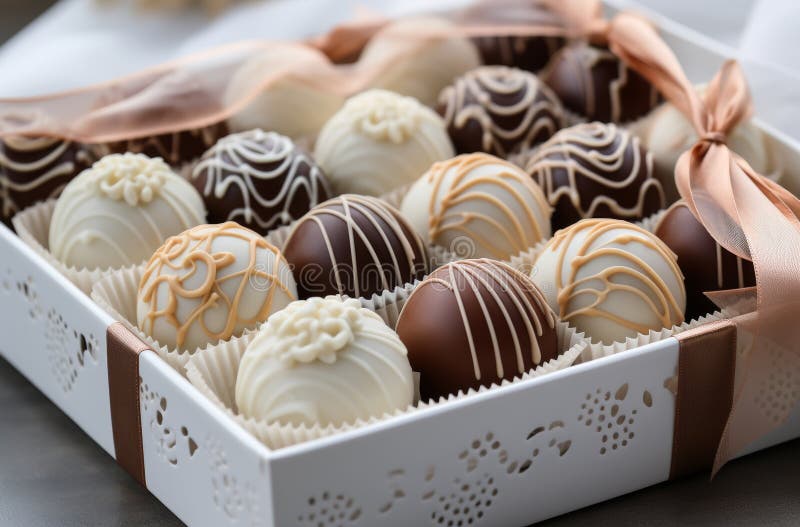 A Box Containing Different Types of Chocolate Stock Image - Image of ...