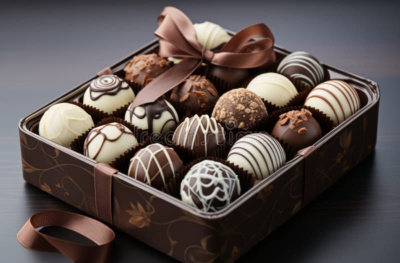 A Box Containing Different Types of Chocolate Stock Image - Image of ...